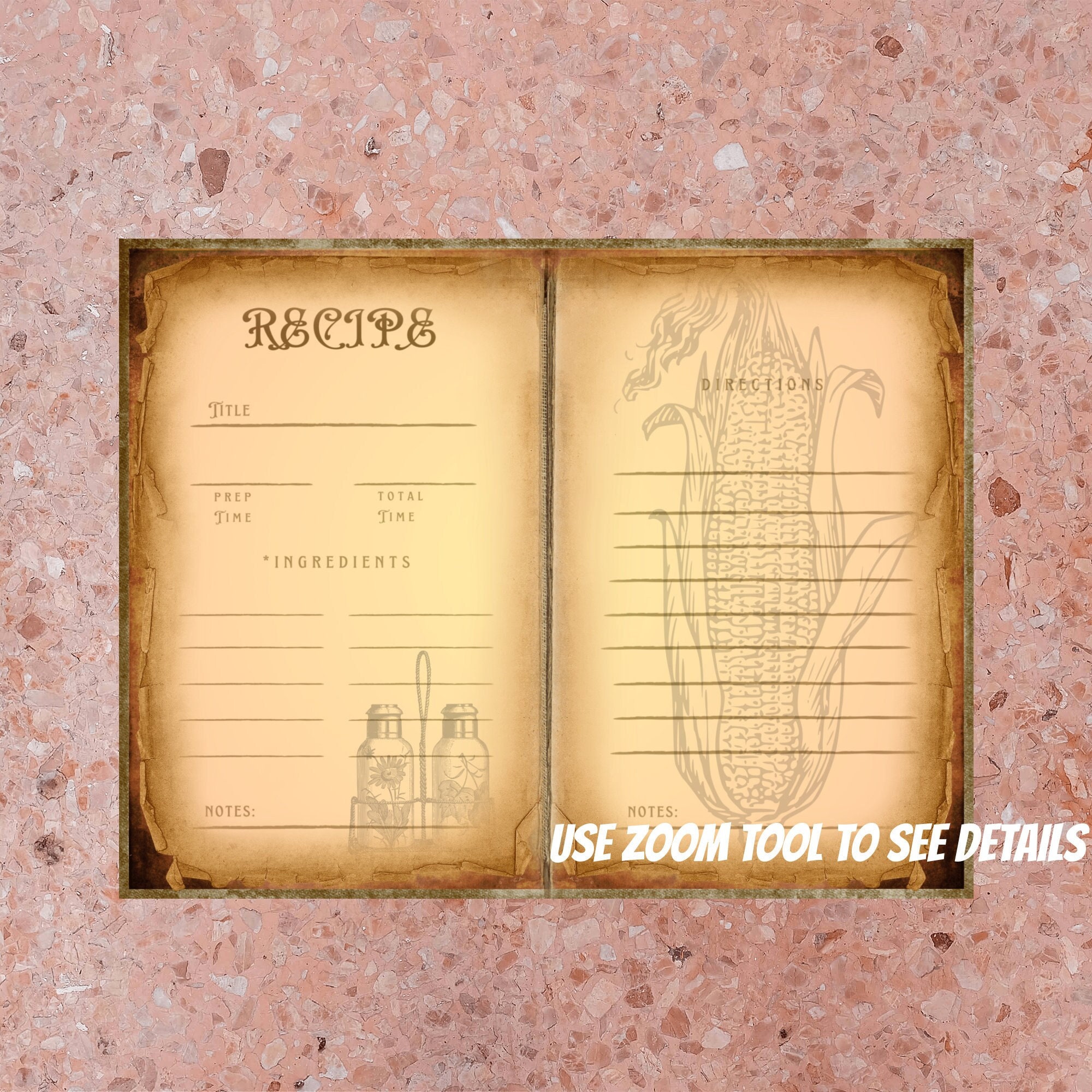 PRINTABLE Vintage Recipe Page Bundle-vintage Kitchen Recipe Card-diy ...
