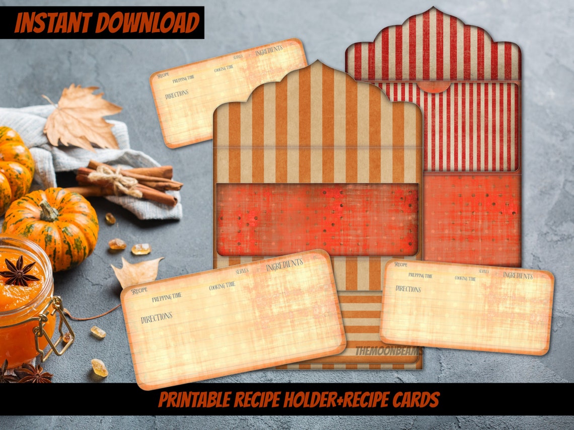 PRINTABLE Recipe Card Folder-recipe Printable Folio Booklet-kitchen ...