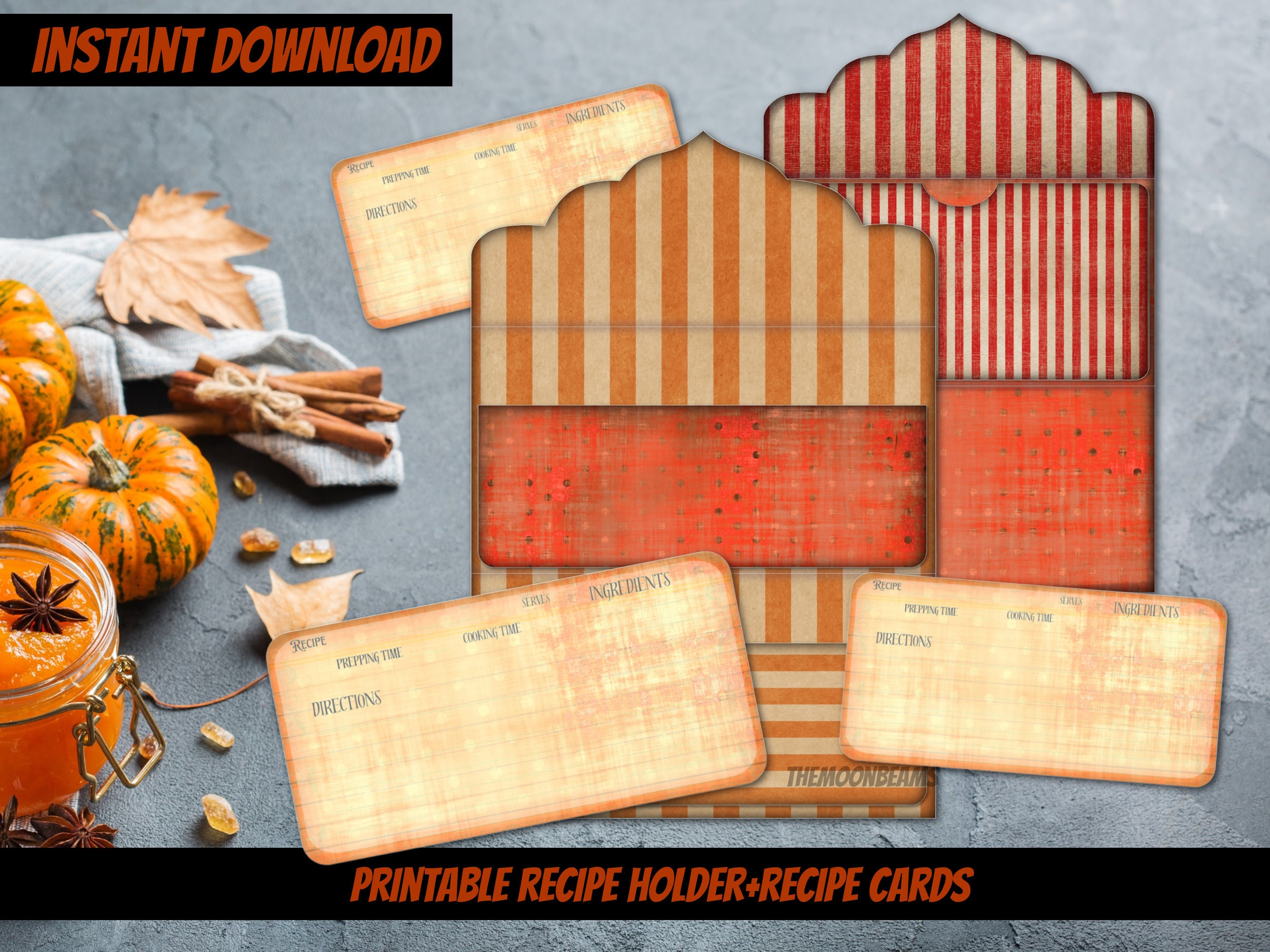 PRINTABLE Recipe Card Folder-recipe Printable Folio Booklet-kitchen ...