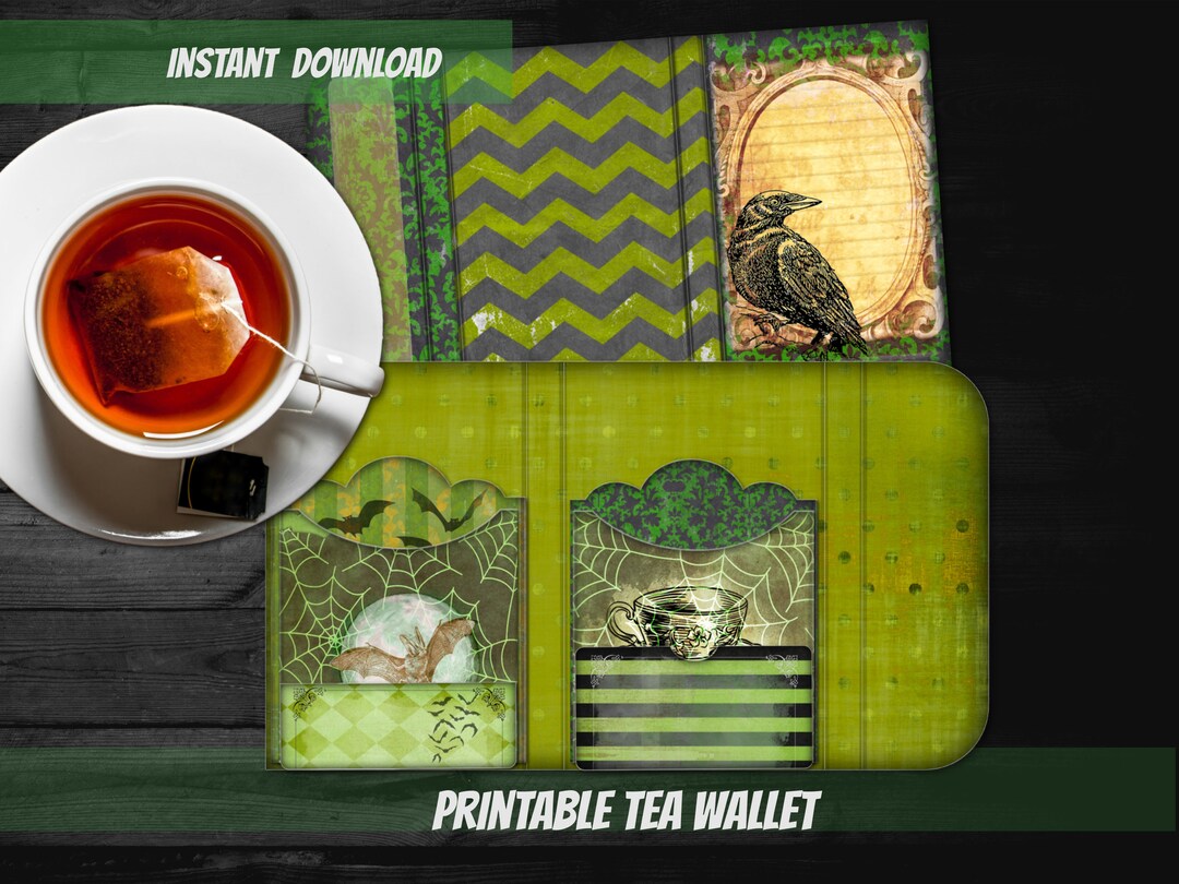 PRINTABLE Tea Bag Envelope Wallet Folder-tea Wallet-vintage Halloween ...