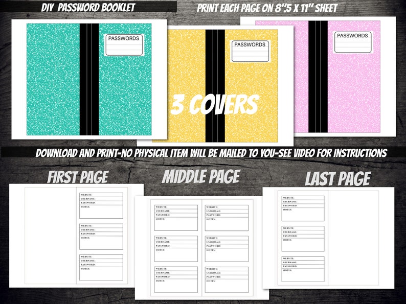 3 Password Tracker Bundle-password Booklet Retro Colorstraveler ...