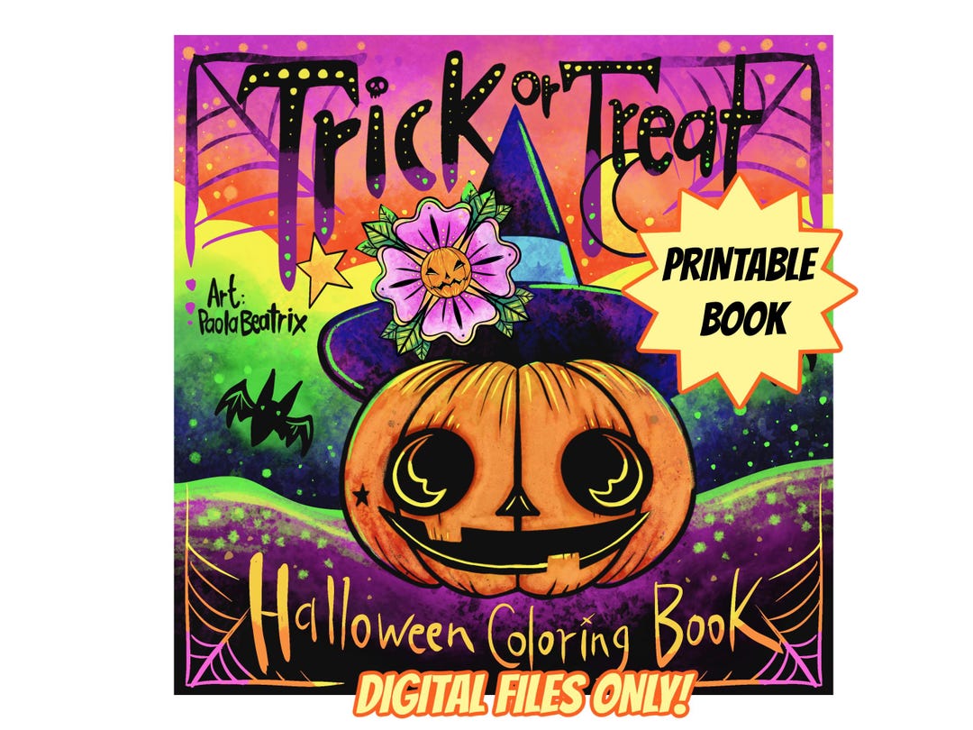 PRINTABLE Halloween Coloring Book With Hand-drawn Pages for Kids and ...