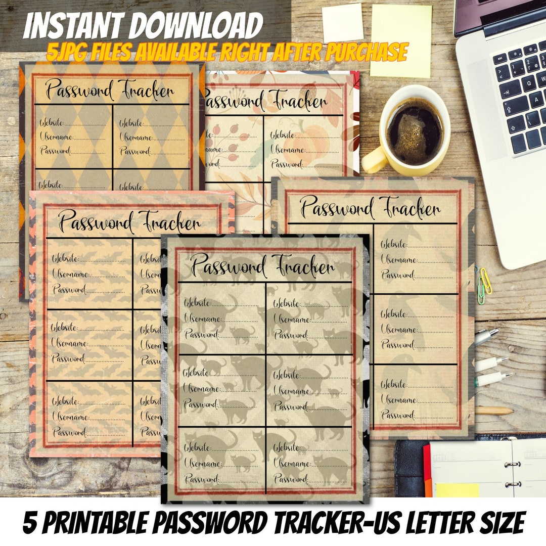 PRINTABLE Password Tracker Sheets-halloween Printable Password Tracker ...