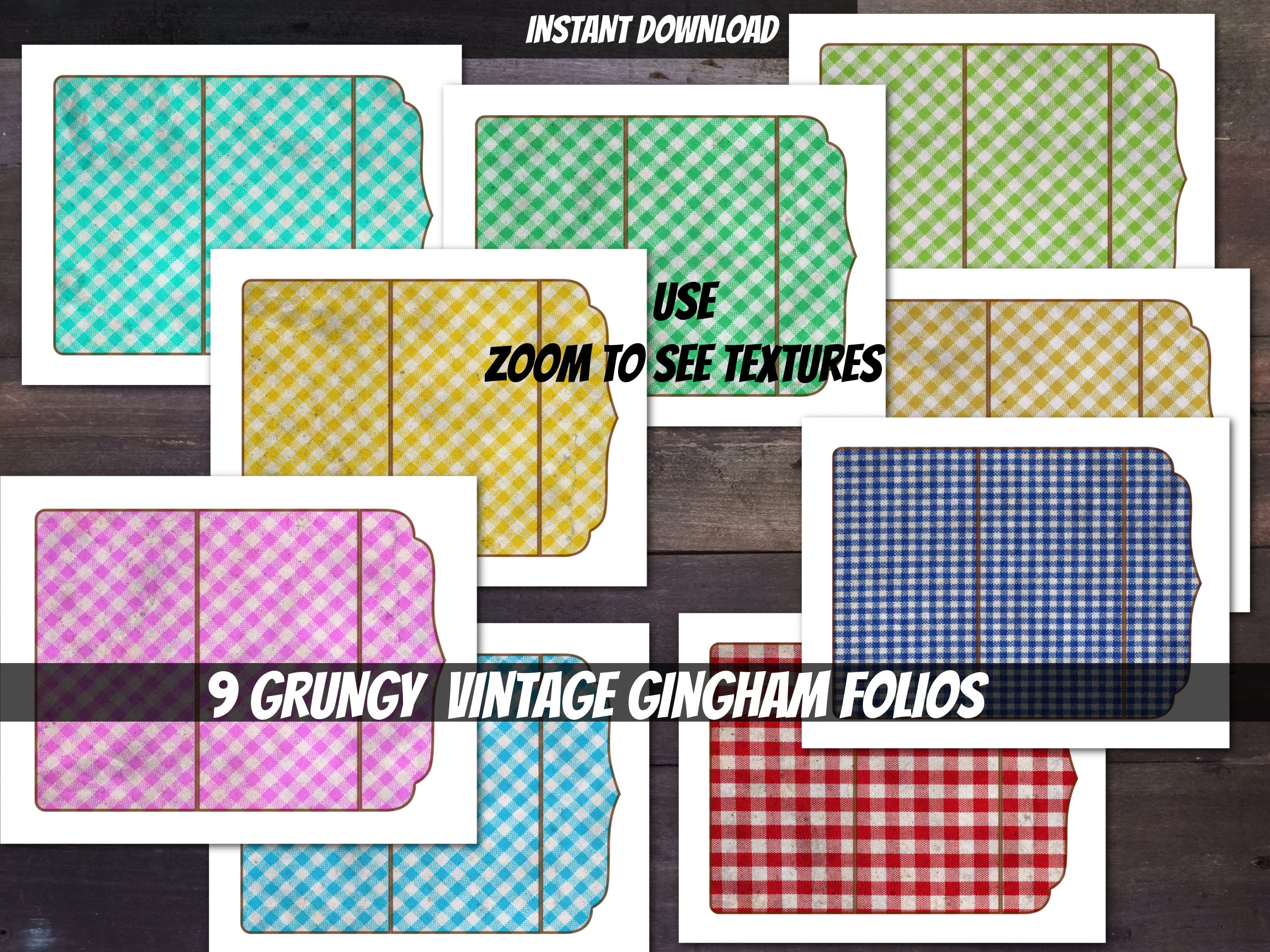 SUPER BUNDLE Printable Vintage Folios Grungy Gingham Junk Journal ...