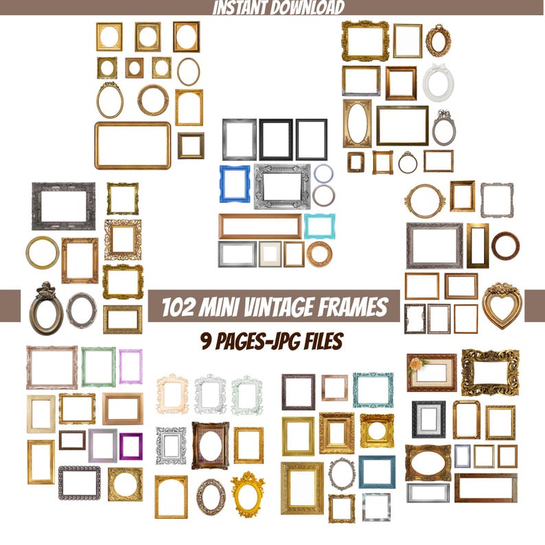 PRINTABLE Vintage Mini Frames Bundle Digital Download Junk Journal ...