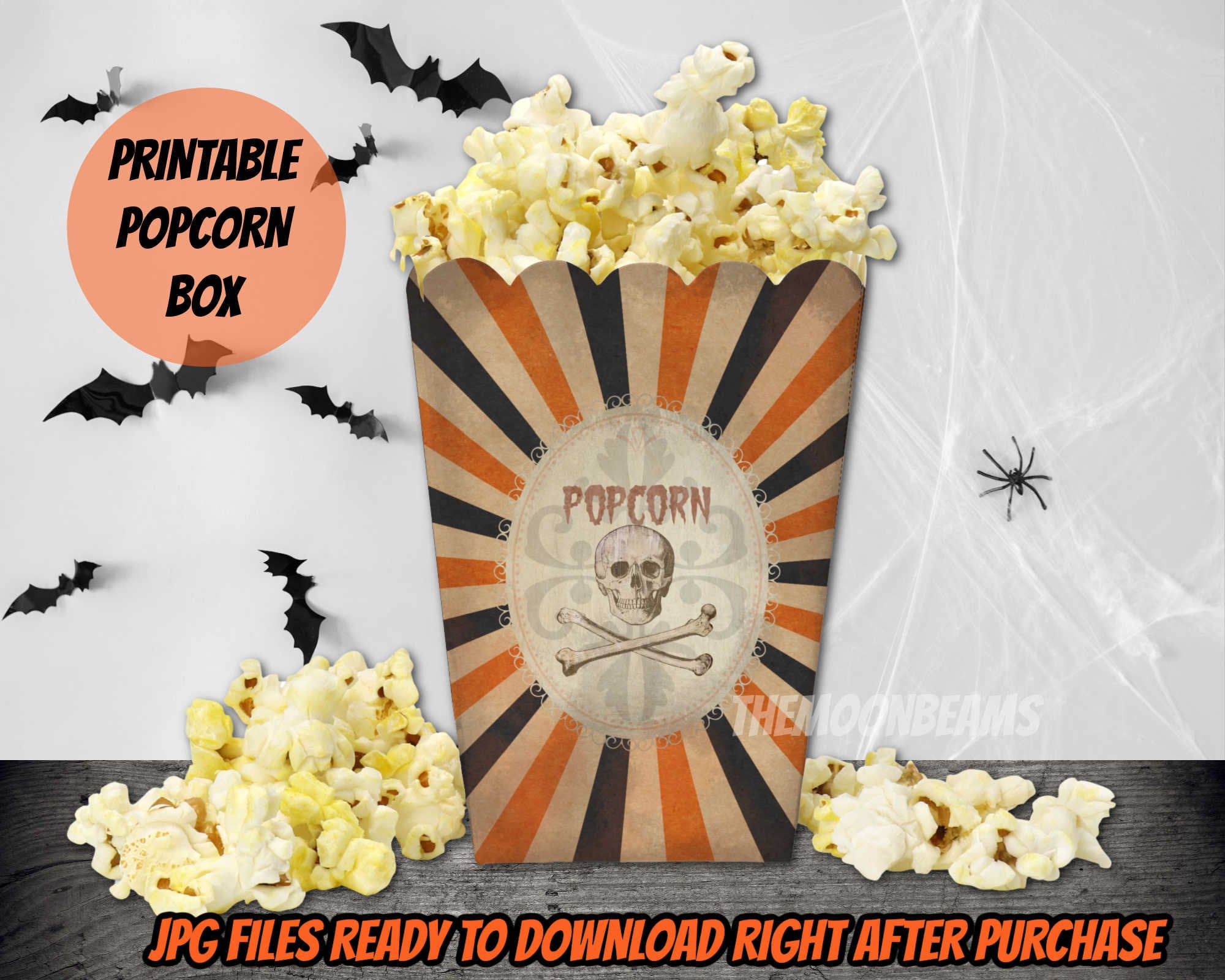 PRINTABLE Popcorn Box-horror Movies Night-halloween Printables-party ...