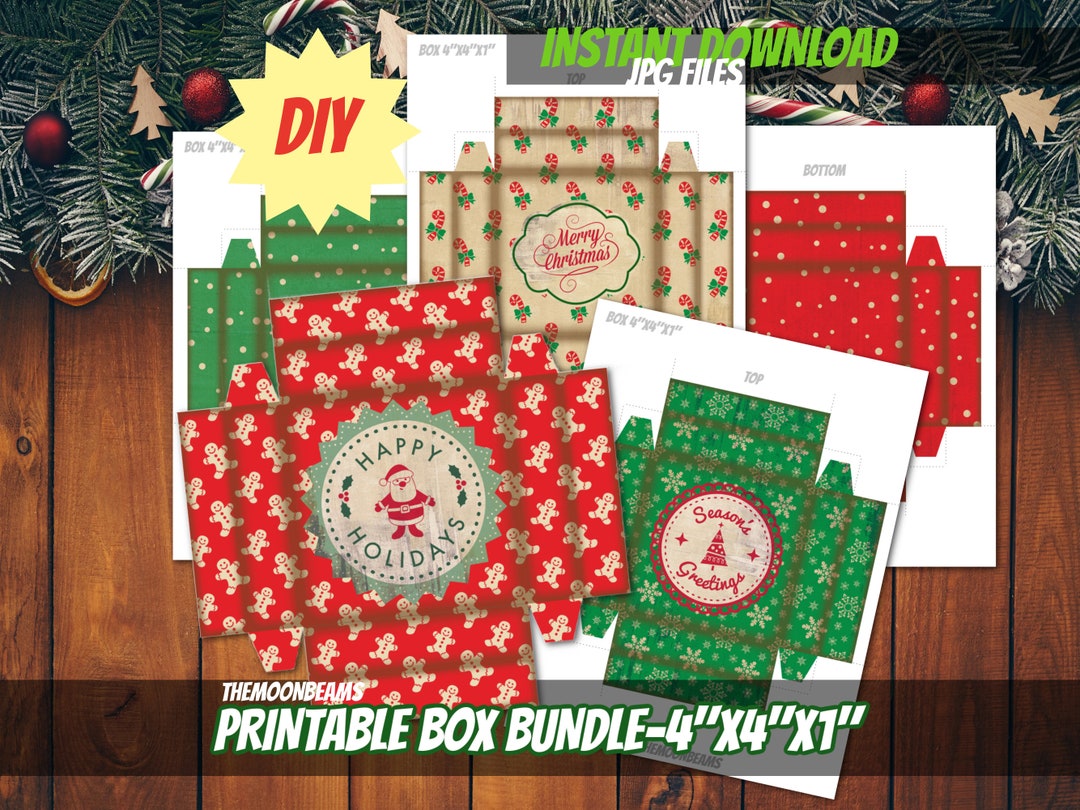 DIY Printable Vintage Christmas Box Bundle-multi Purpose Small Box ...