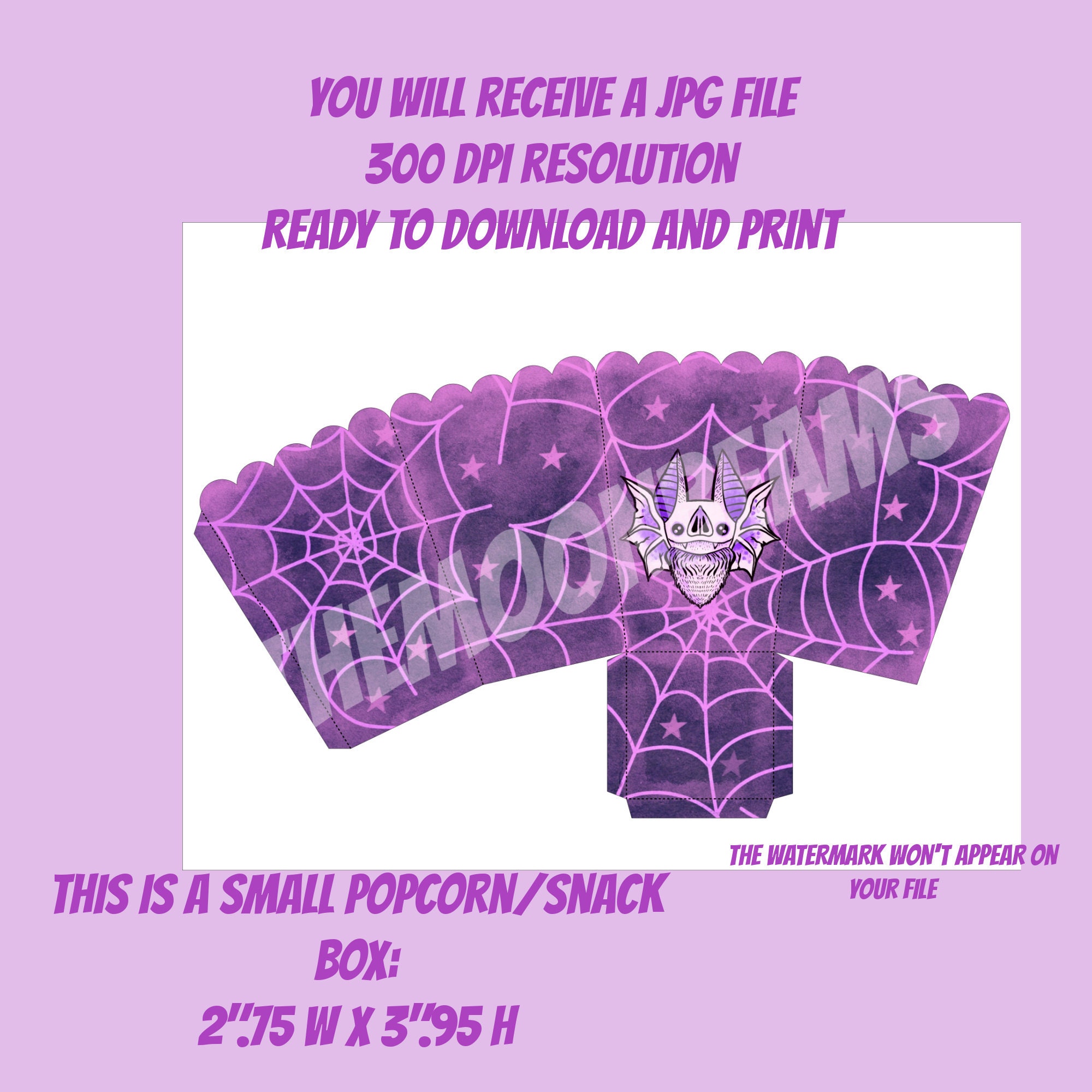 PRINTABLE Small Popcorn Box-printable Snack Box-movies Night-snack Box ...