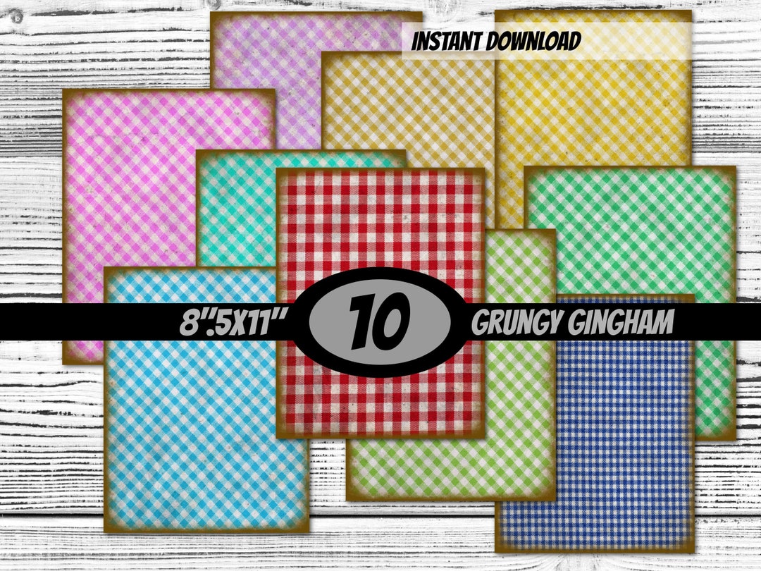 Grungy Gingham Digital Paper Textures for Background Collage ...