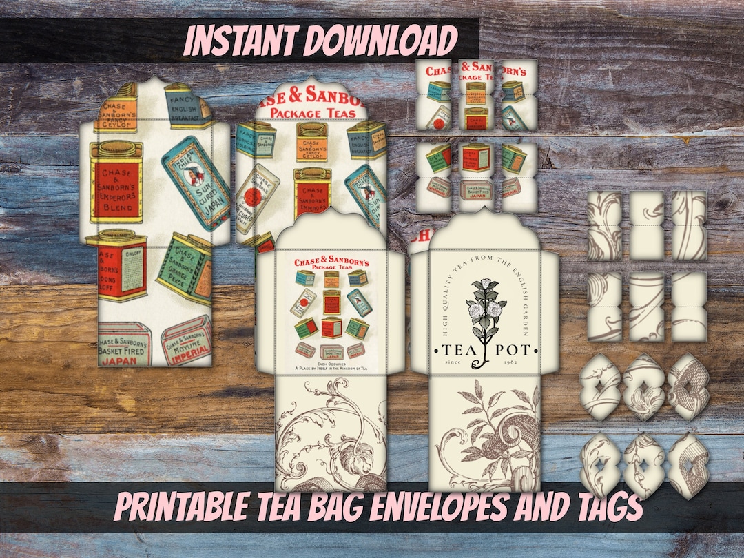 PRINTABLE Vintage Tea Bag Envelopes and Tags Digital Download Tea Time ...