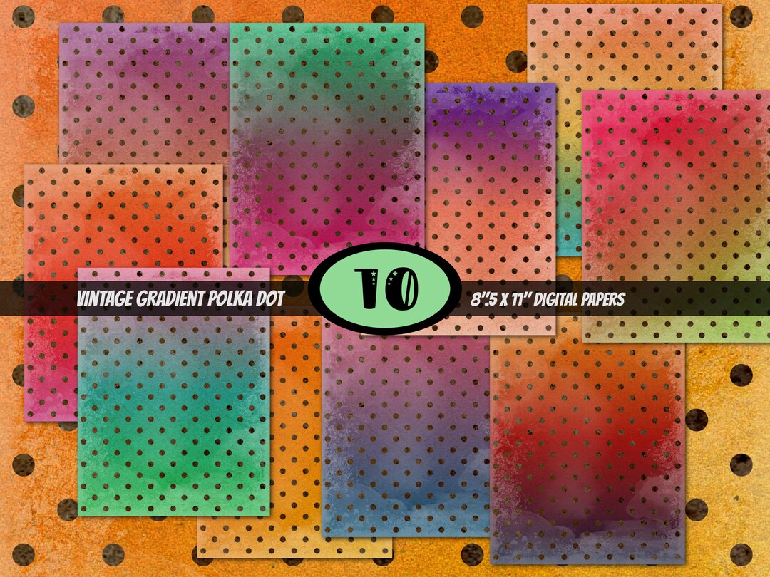 Vintage Gradient Polka Dot Digital Paper Textures for Background ...