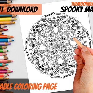 Spooky Mandalas Printable Coloring Pages for Kids and Adults Halloween ...