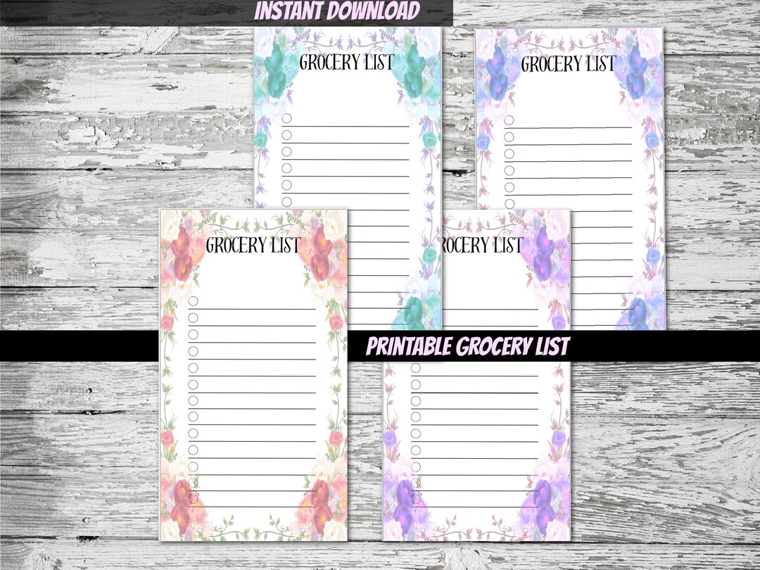 PRINTABLE Vintage Floral Grocery List Bundle-junk Journal Grocery List ...