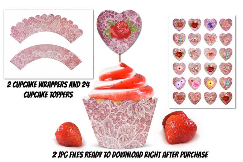 PRINTABLE Pink Cupcake Toppers and Wrappers-shabby Chick Vintage ...