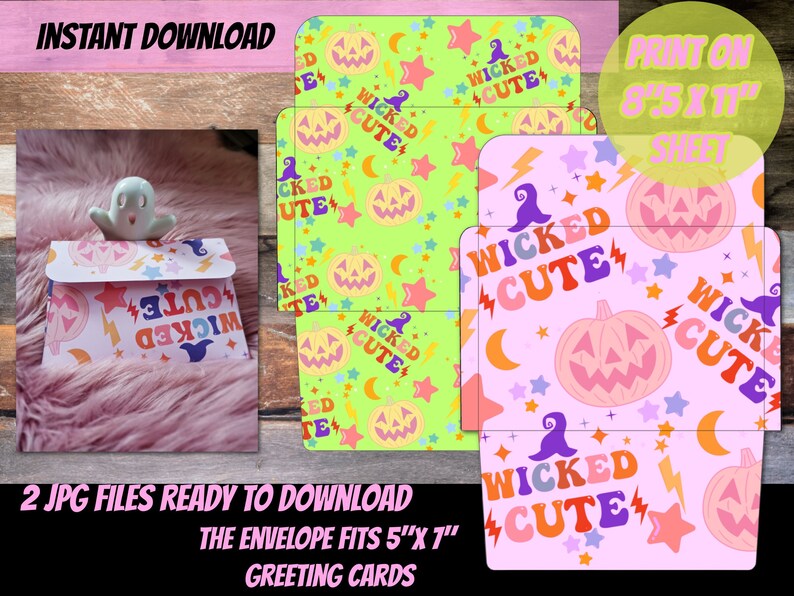 PRINTABLE 5x7 Pastel Goth Halloween Envelopes Printable Envelope-pink ...
