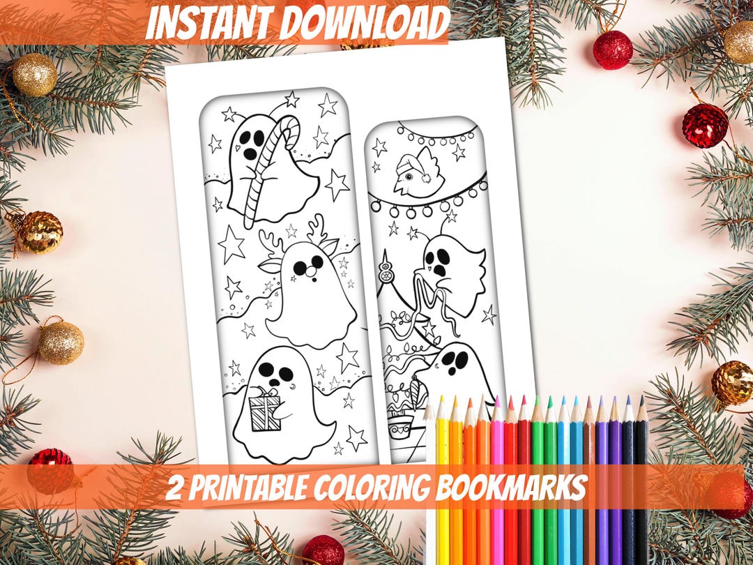 PRINTABLE Spooky Christmas Coloring Bookmarks Digital File Printable ...