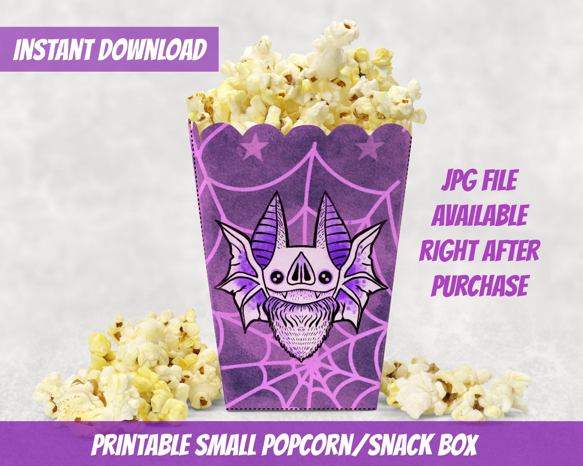 PRINTABLE Small Popcorn Box-printable Snack Box-movies Night-snack Box ...