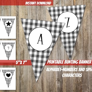 PRINTABLE Black and White Alphabet and Numbers Bunting Banner Ink Saver ...