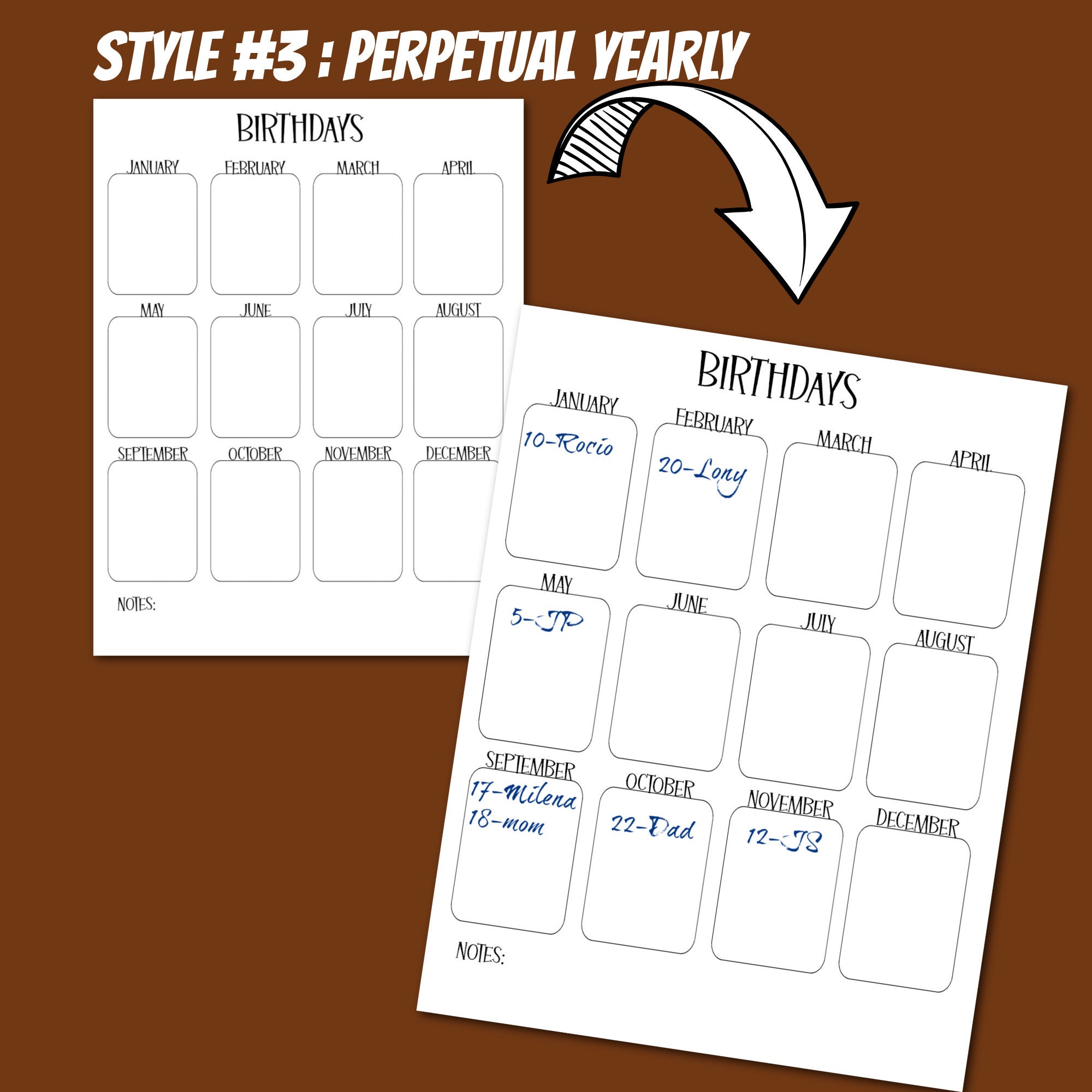 PRINTABLE Birthday Tracker Sheet Bundle-instant Download Simple ...