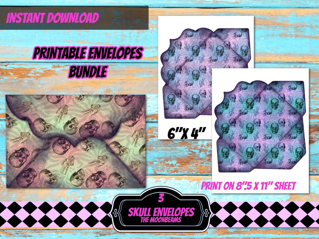 4x6printable Skull Gothic Envelopes-junk Journal Scrapbooking-vintage ...