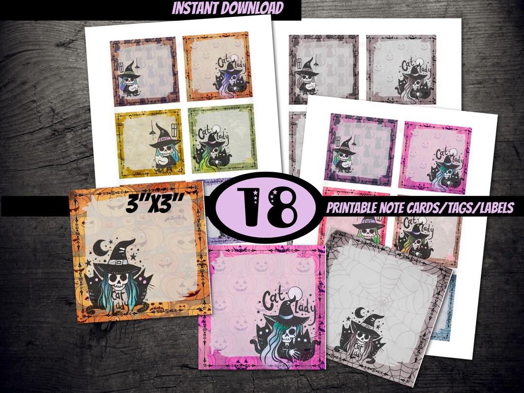 PRINTABLE Spooky Note Card Sheet-printable to Do Note Card Bundle-witch ...