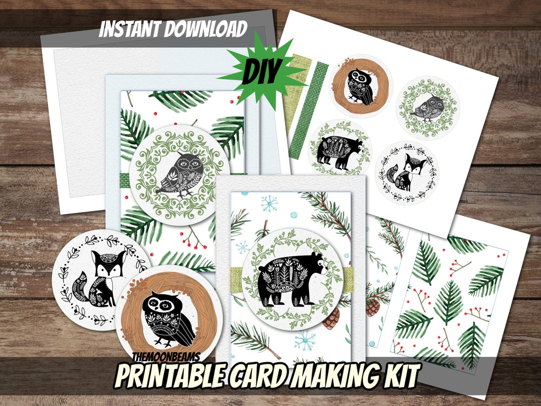 D.I.Y Printable Seasonal Greeting Card Kit-make Your Own Christmas ...