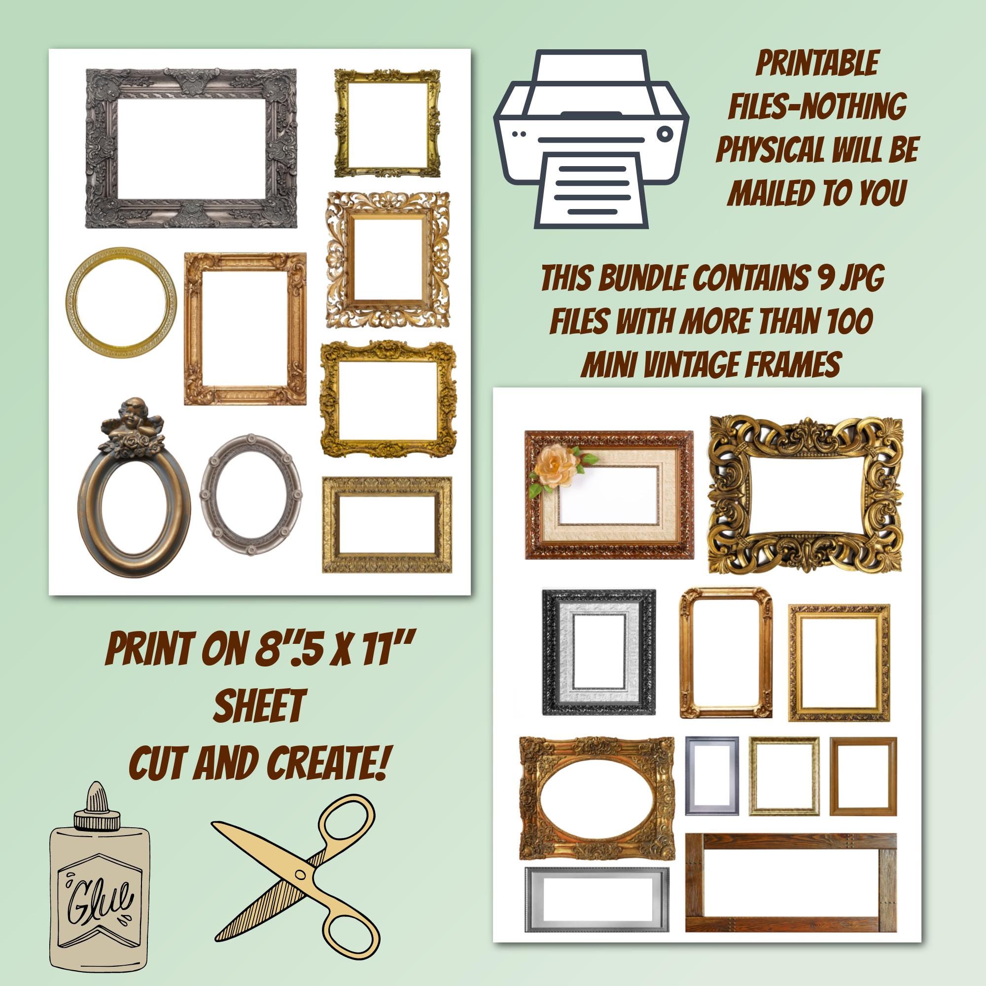PRINTABLE Vintage Mini Frames Bundle Digital Download Junk Journal ...