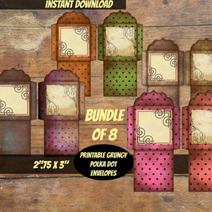 2".75x3"printable Vintage Grungy Polka Dot Envelope Bundle-diy Mini ...