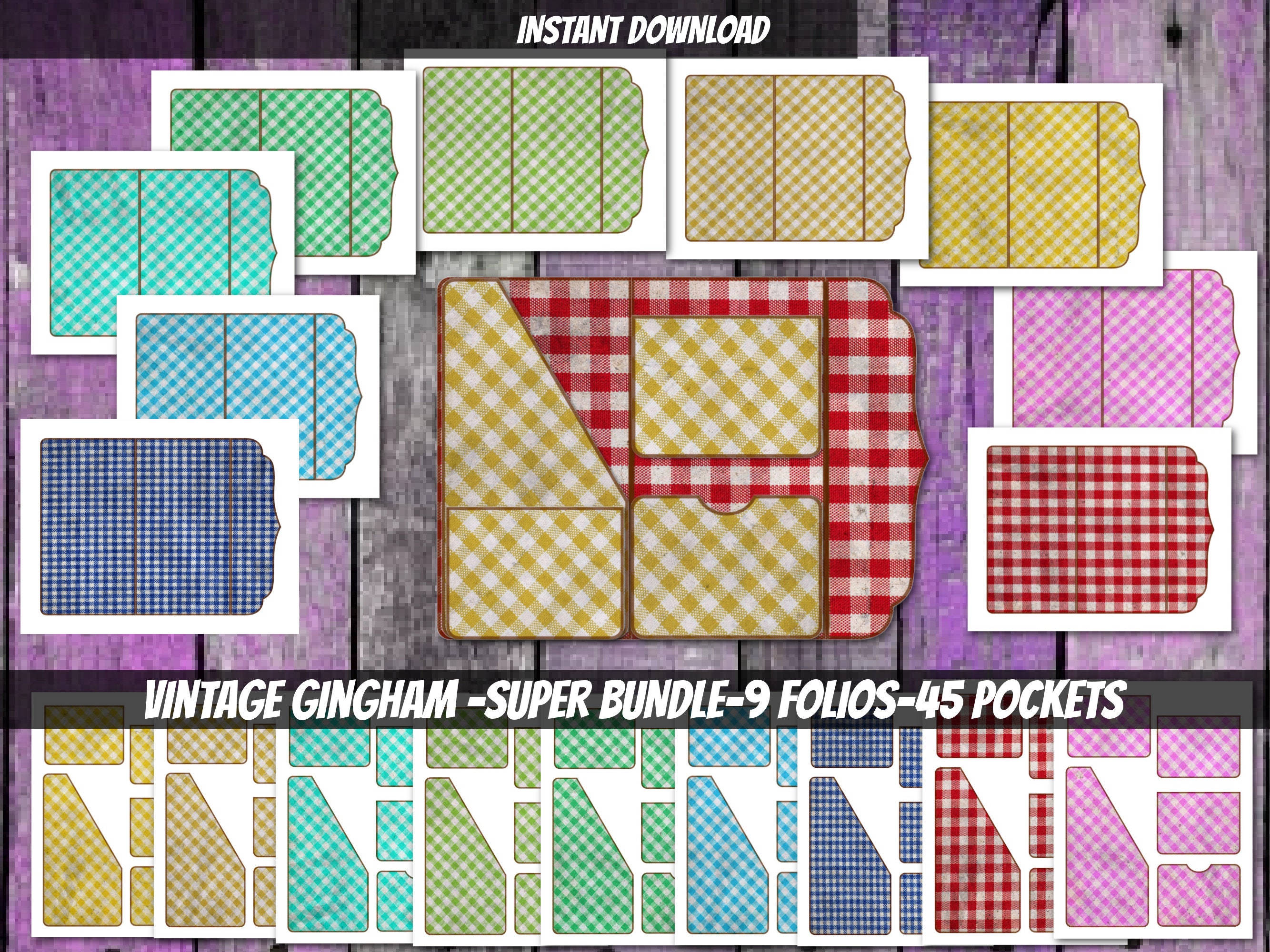 SUPER BUNDLE Printable Vintage Folios Grungy Gingham Junk Journal ...