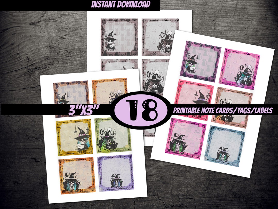 PRINTABLE Spooky Note Card Sheet-printable to Do Note Card Bundle-witch ...