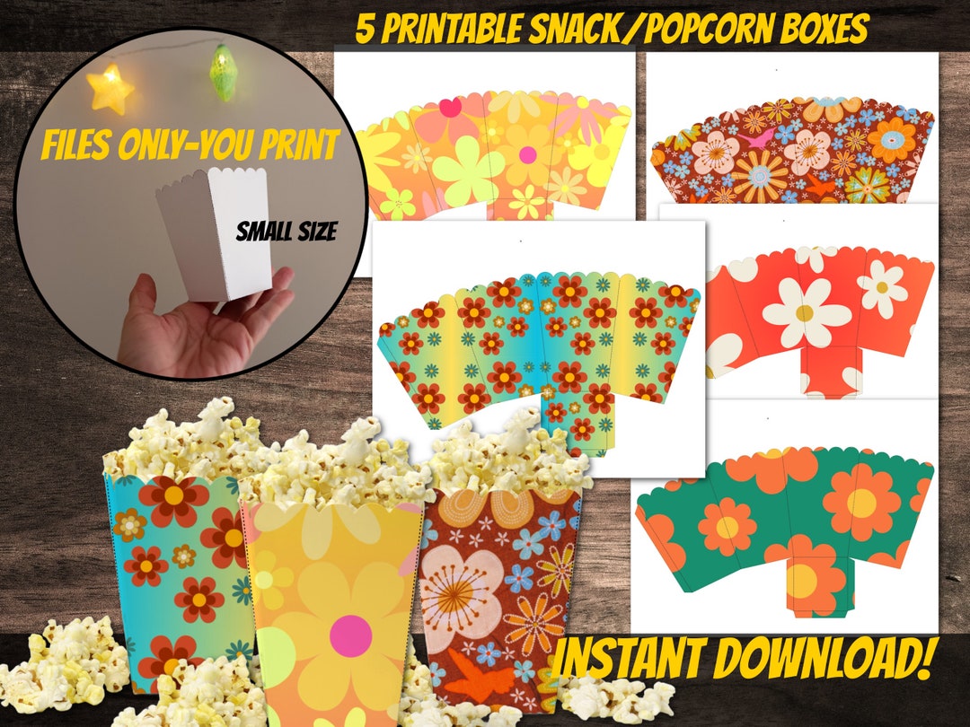 PRINTABLE Small Popcorn Box Bundle-movies Night Printable Small Snack ...