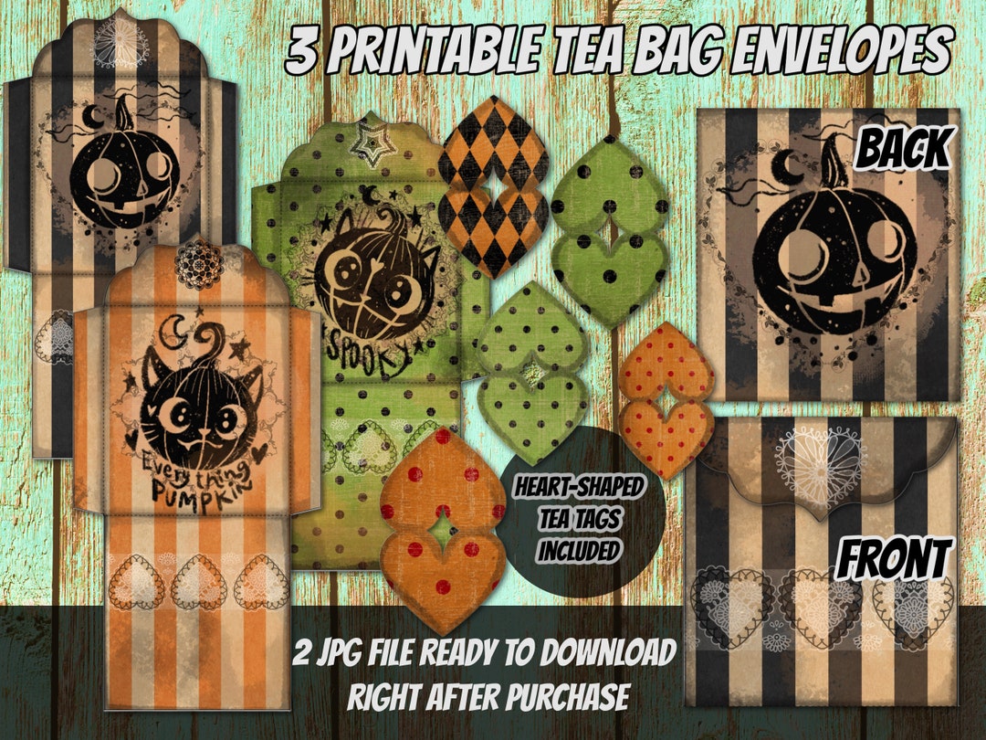 PRINTABLE Stripped Tea Bag Envelopes and Tags-diy Tea Party-home Made ...