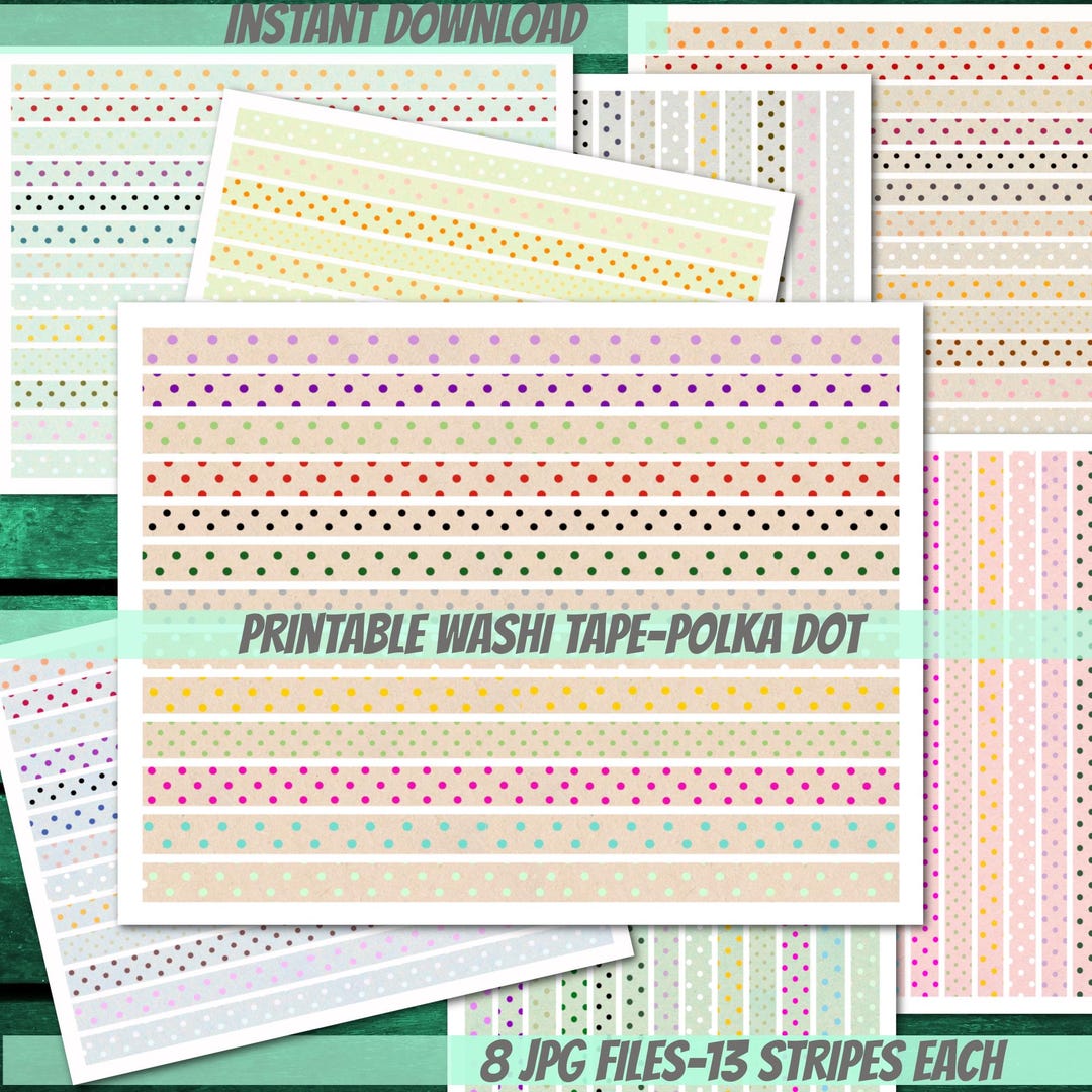 Printable Polka Dot Kraft Washi Tape Paper Digital Textures for Collage ...