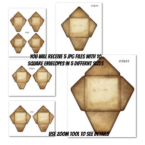 PRINTABLE Vintage Beige Square Envelopes Bundle-different Sizes ...