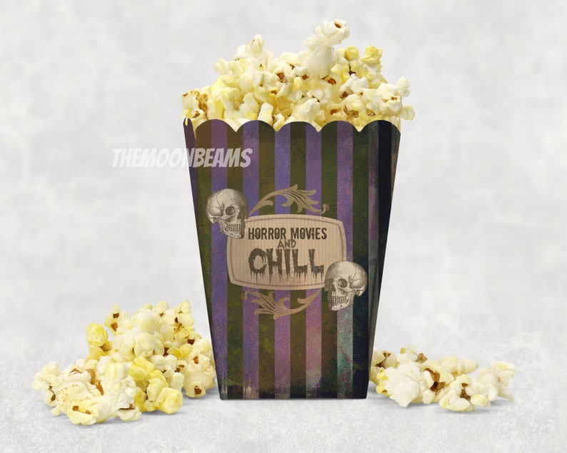 PRINTABLE Popcorn Box-horror Movies Night-halloween Printables-party ...