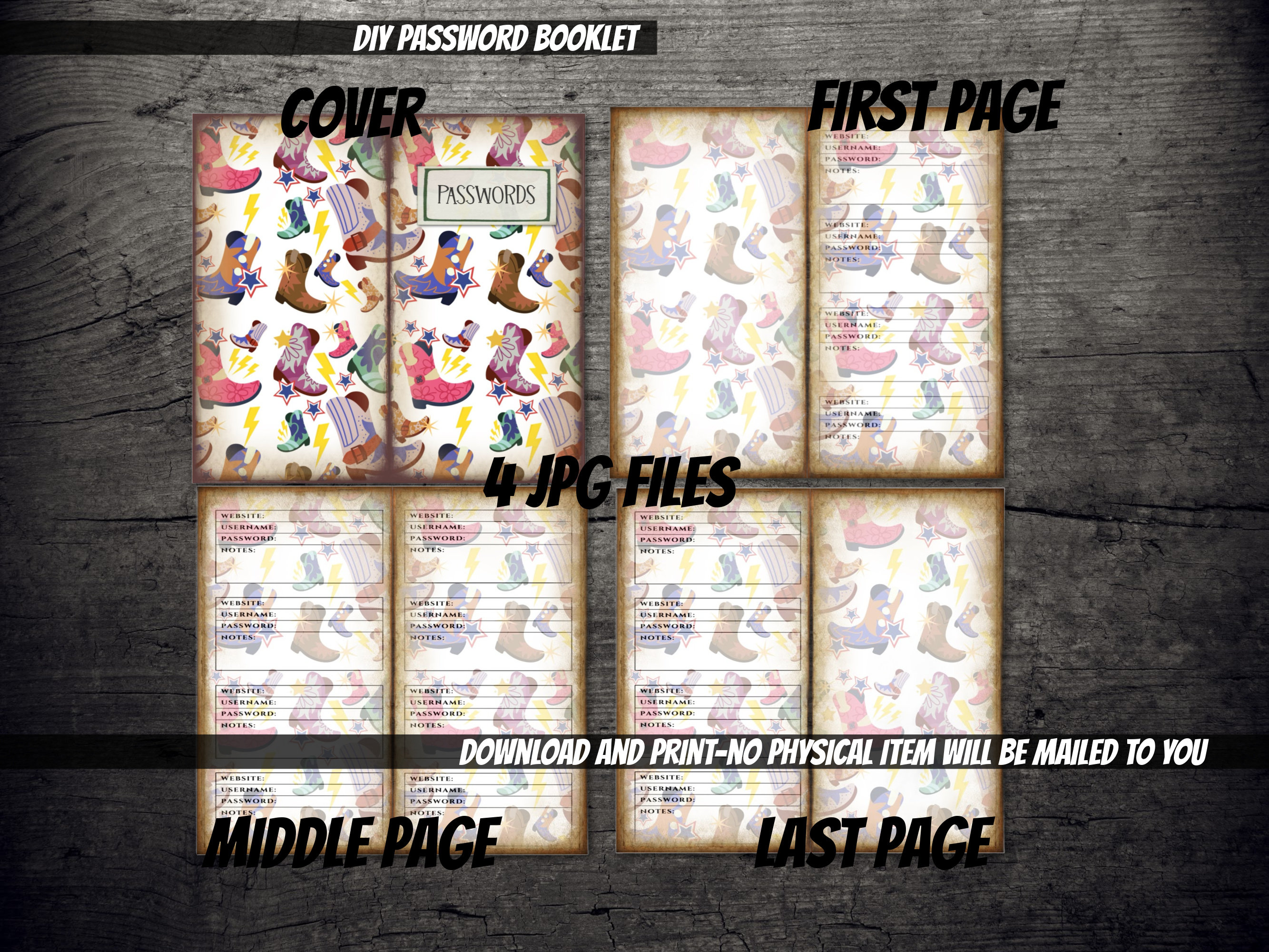PRINTABLE Password Tracker Booklet-vintage Western Traveler Notebook ...