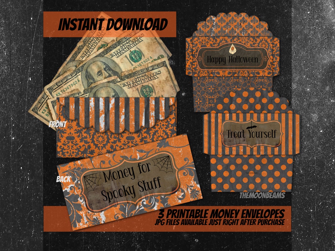 PRINTABLE Vintage Halloween Money Envelope-digital Envelopes for Junk ...