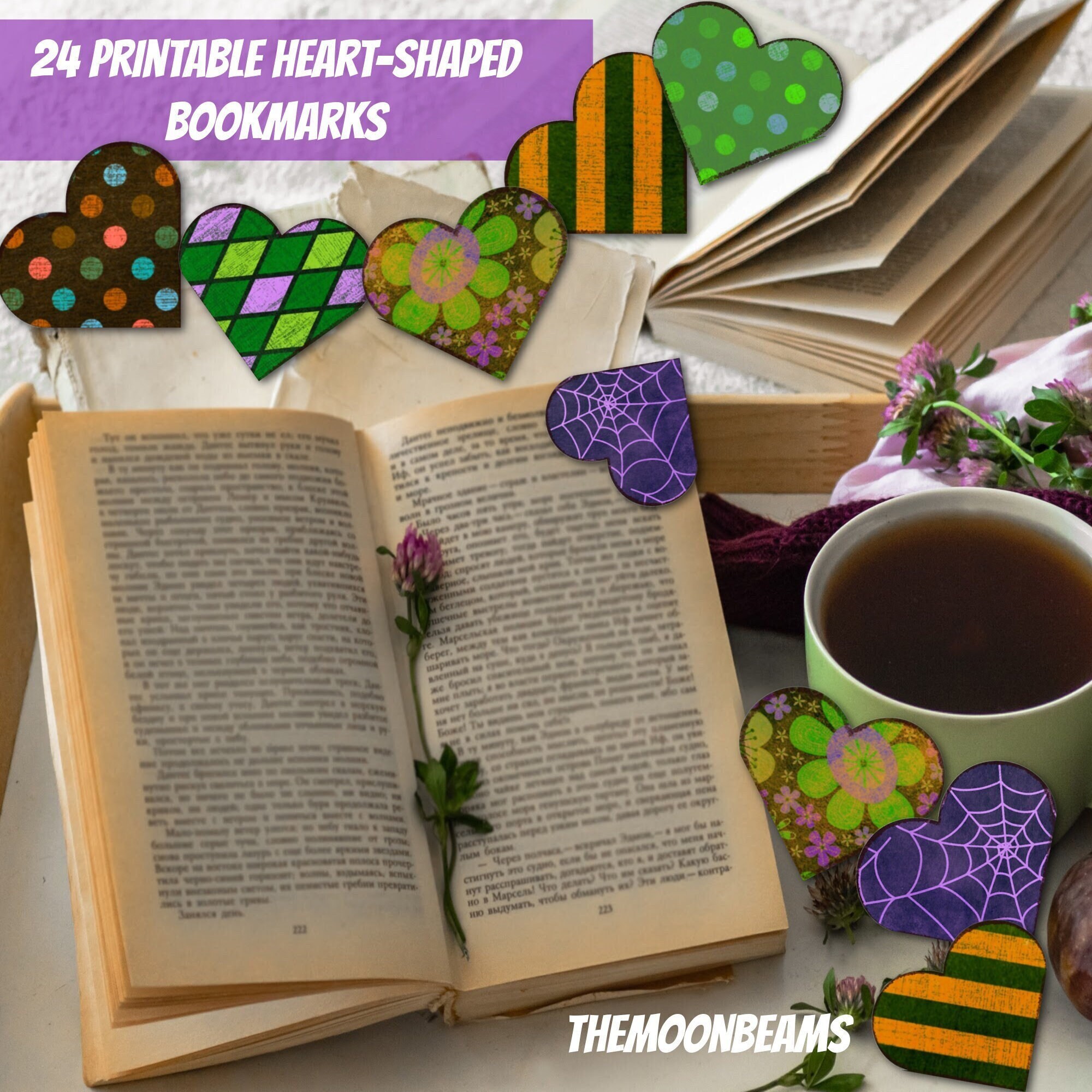 PRINTABLE Heart Shaped Bookmark Bundle-digital Printable Bookmark Set ...