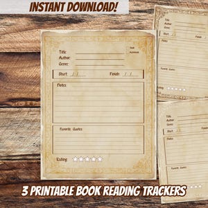 PRINTABLE Vintage Reader Tracker Sheet Bundle Dark Academia Book ...