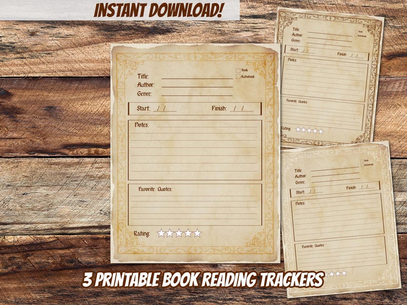 PRINTABLE Vintage Reader Tracker Sheet Bundle Dark Academia Book ...