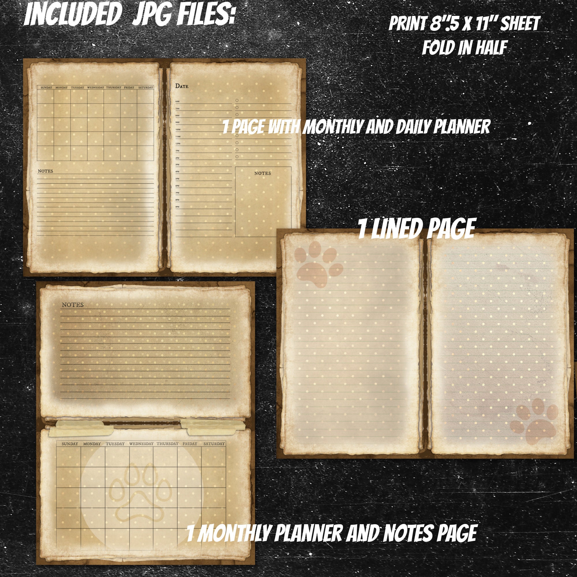 PRINTABLE Boston Terrier Perpetual Calendar Planner-vintage Dog Junk ...