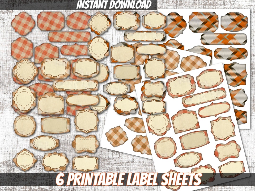 PRINTABLE Kitchen Labels Sheet Bundle-gingham Pattern Labels-printable ...