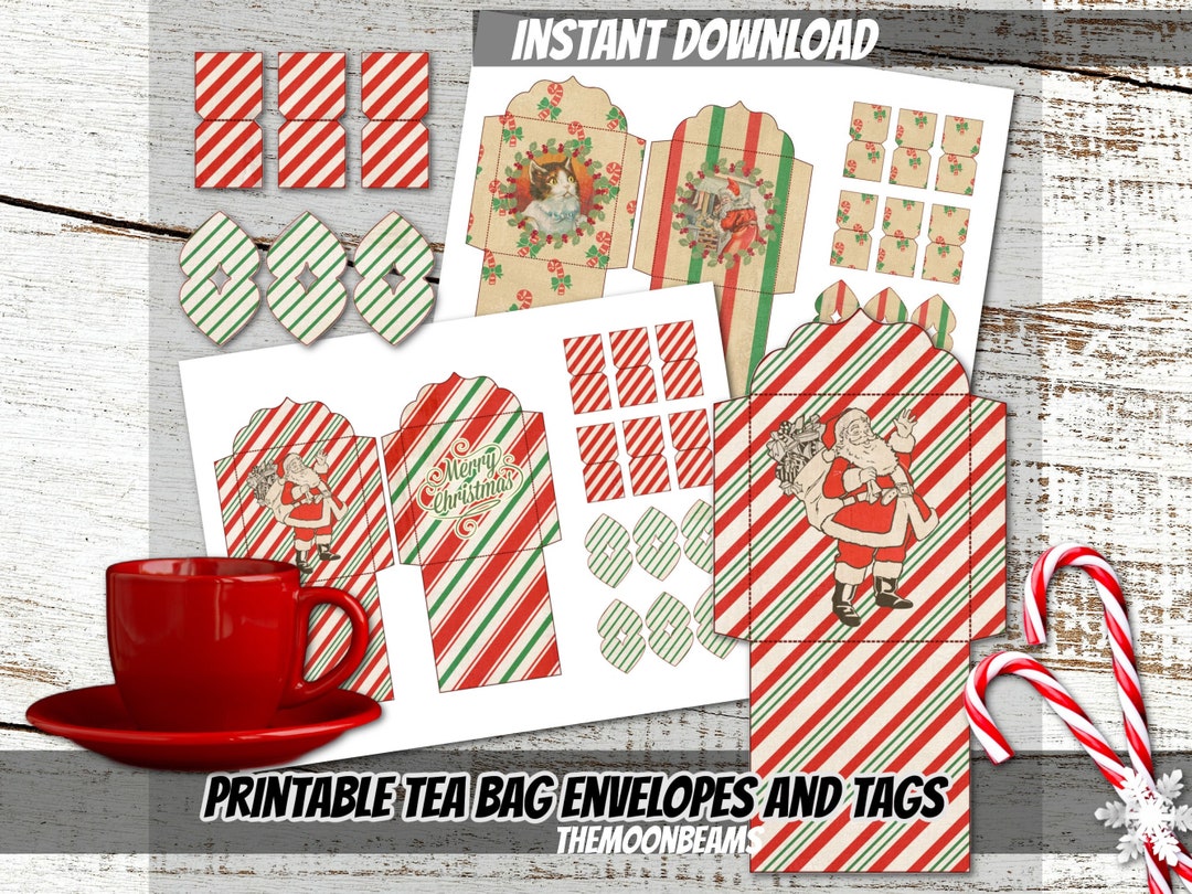 PRINTABLE Vintage Christmas Tea Bag Envelopes and Tags Bundle-digital ...