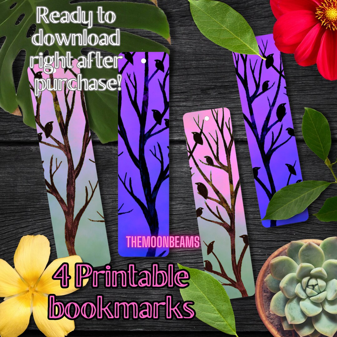 PRINTABLE BOOKMARK Set-digital Download-crow Bookmark-spooky - Etsy