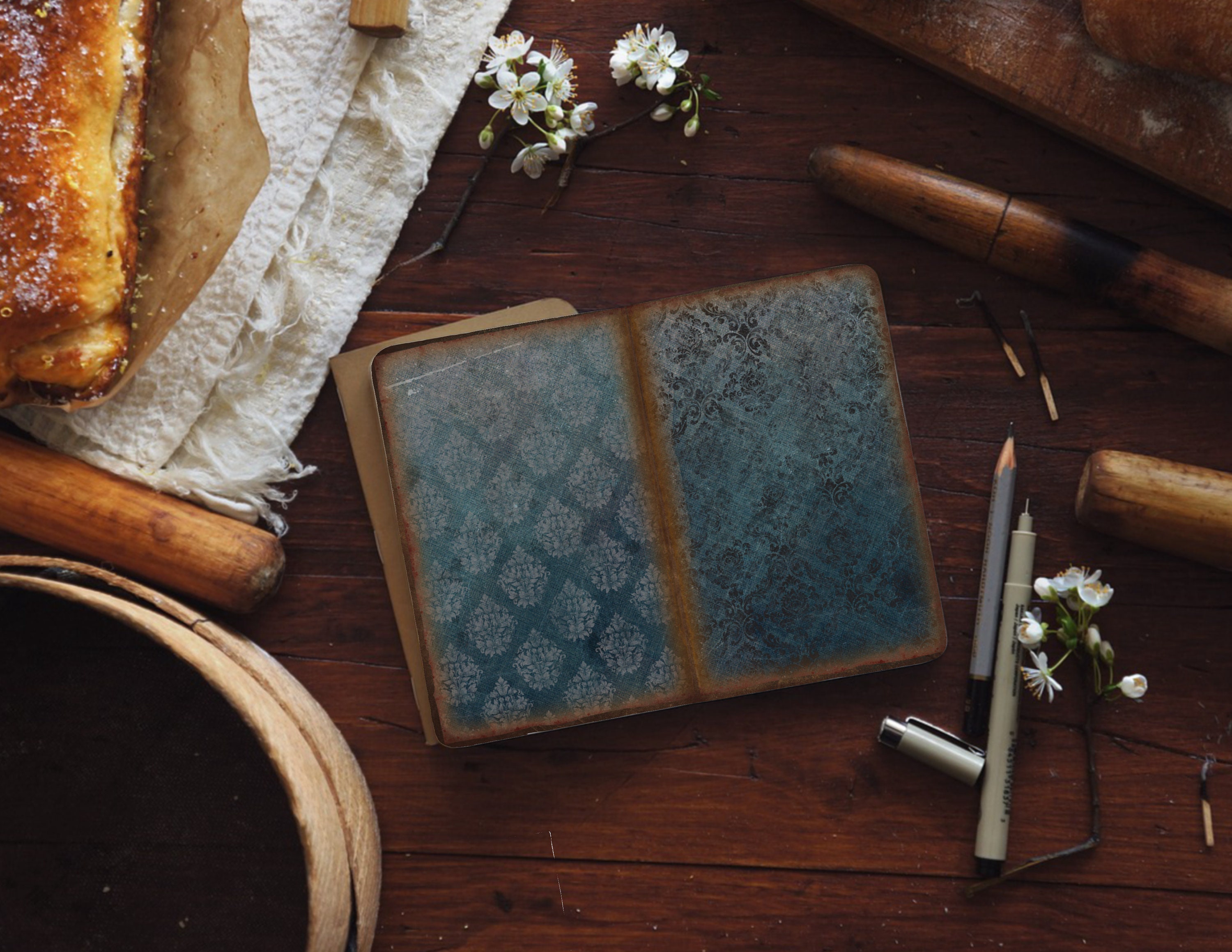 11 PRINTABLE Vintage Denim Damask Junk Journal Pages-distressed Jean ...