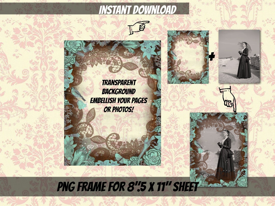 PNG Vintage Flowers and Lace Frame With Transparent Background-vintage ...