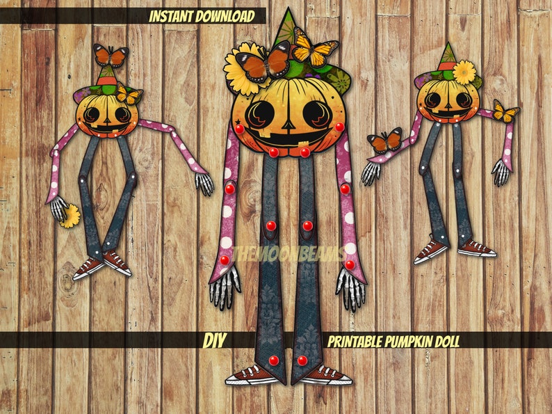 PRINTABLE Vintage Pumpkin Paper Doll Digital Download Retro Halloween ...