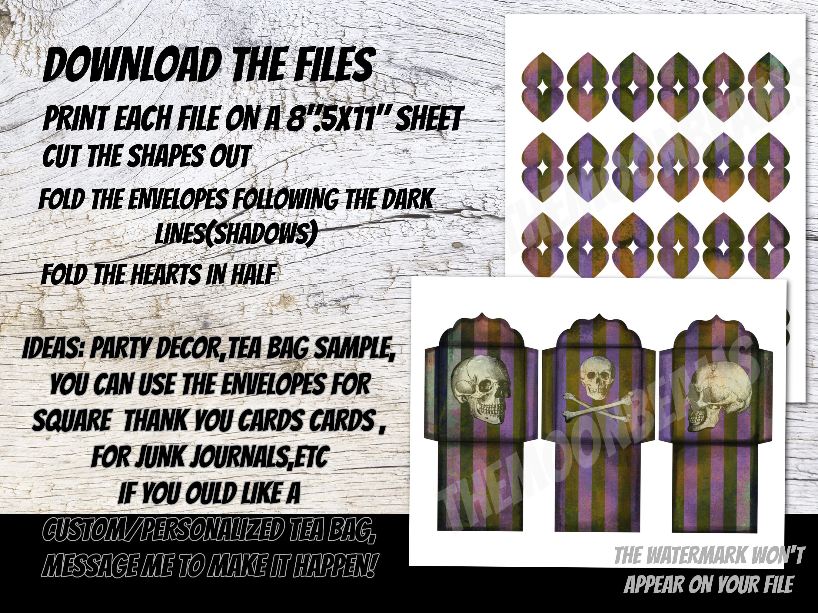 PRINTABLE Vintage Halloween Tea Bag Envelopes and Tags-digital Download ...