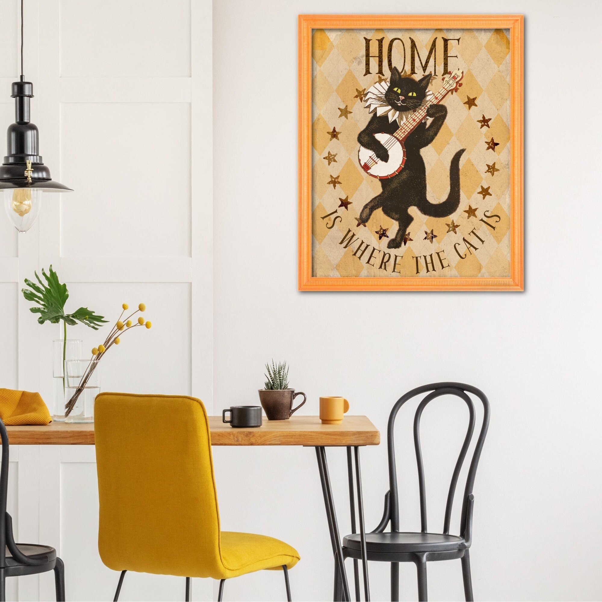 PRINTABLE Vintage Black Cat Wall Art-digital Download Retro Print-home ...