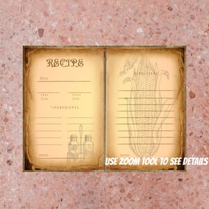 5 PRINTABLE Vintage Recipe Page Bundle-vintage Blank Recipe Card Diy ...